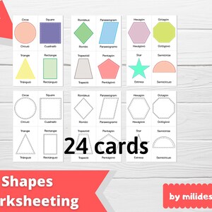 Shape Coloring Activity, Recognition Flashcards – Bilingual Printable ...