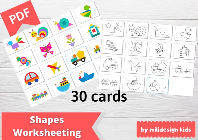 Shape Coloring Activity, Recognition Flashcards – Bilingual Printable ...