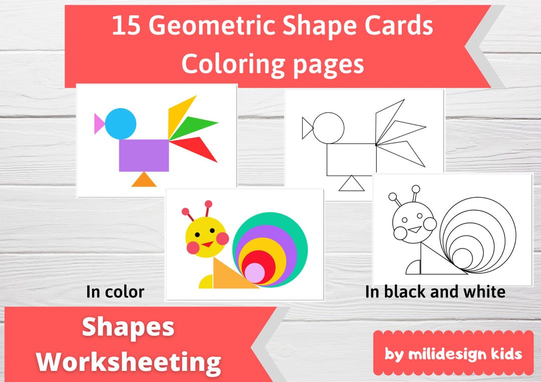Shape Coloring Activity, Recognition Flashcards – Bilingual Printable ...