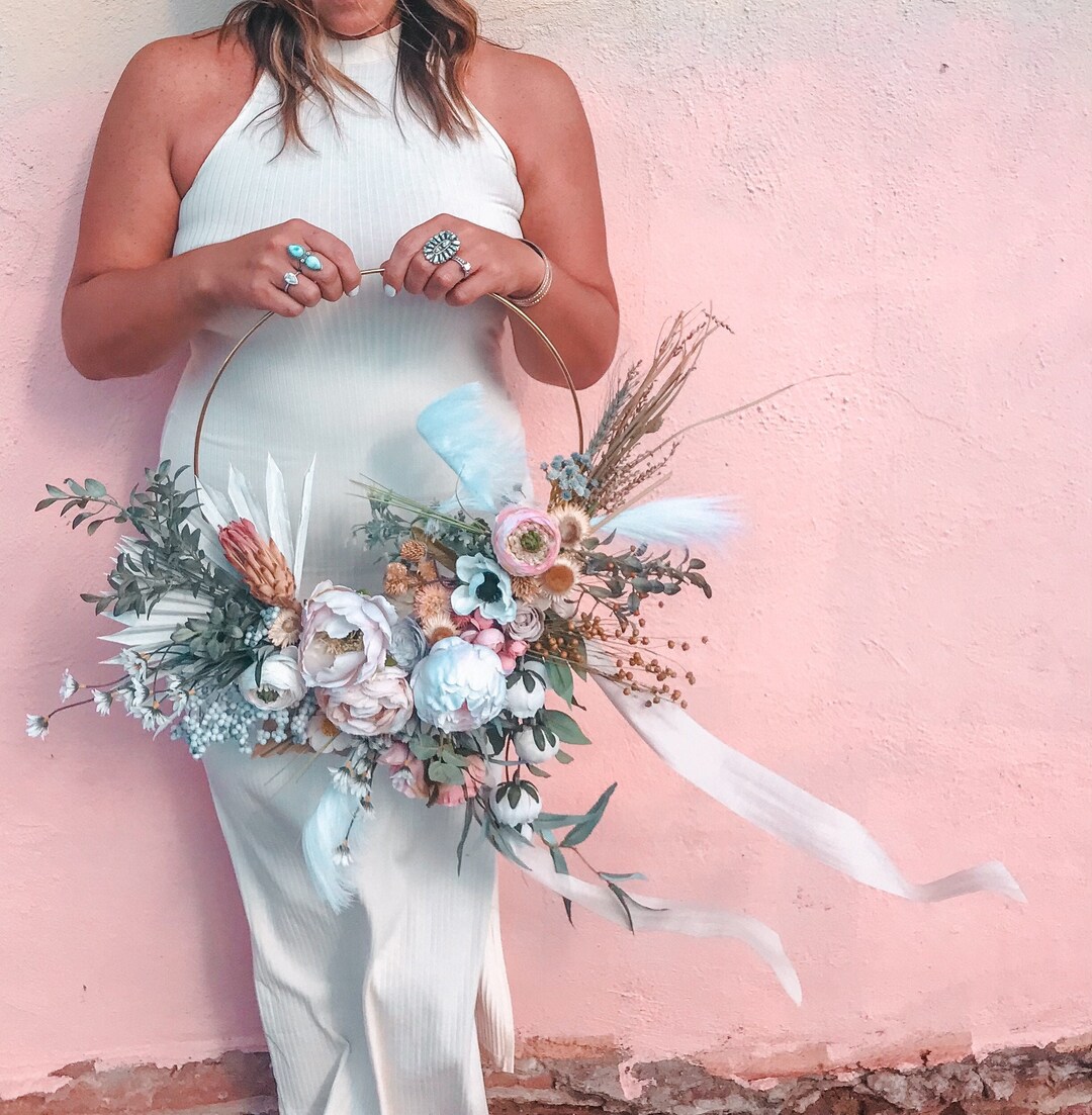 Hoop Bouquet, Boho Hoop Bouquet, Wedding Bouquet, Soft Bouquet ...