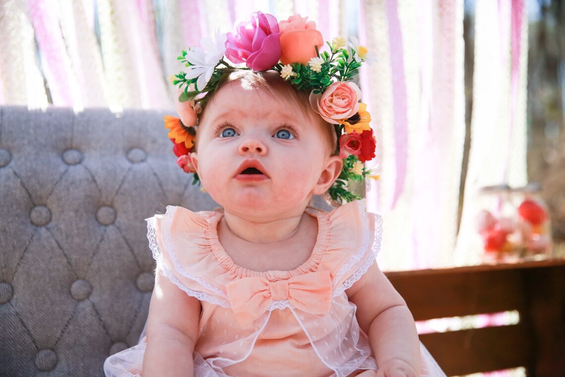 Kids Flower Crown Little Girls Crown Colorful Baby Crown | Etsy