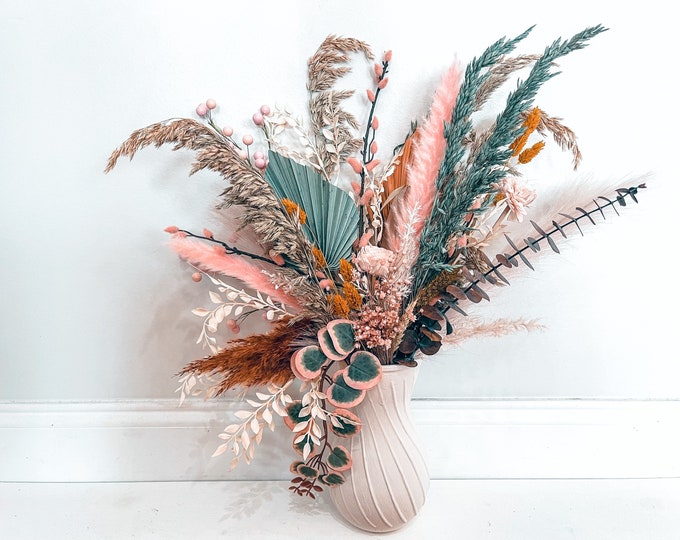 Dried Floral Arrangement, Dried Floral Vase, Preserved Floral Bouquet ...