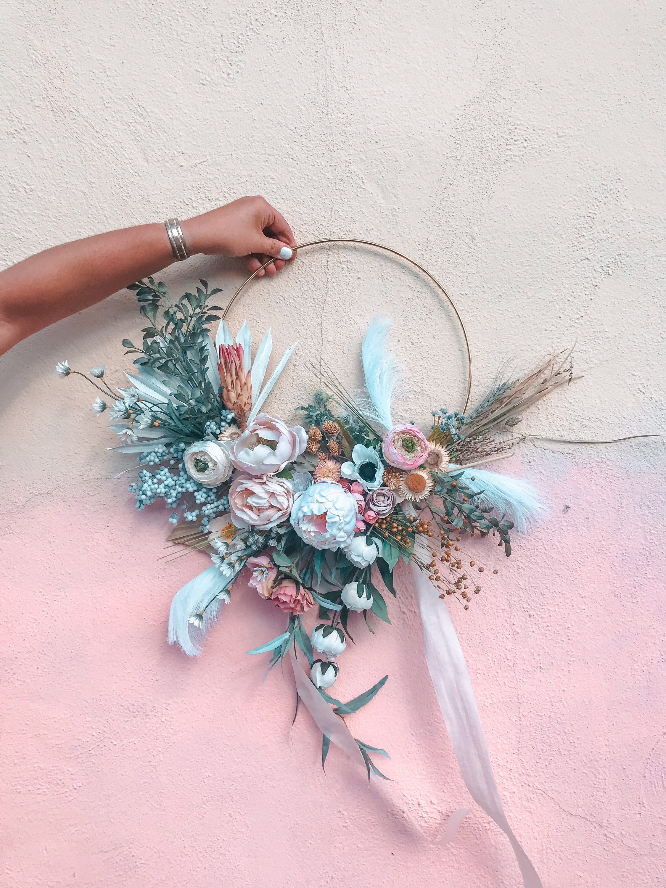 Hoop Bouquet Boho Hoop Bouquet Wedding Bouquet Soft - Etsy