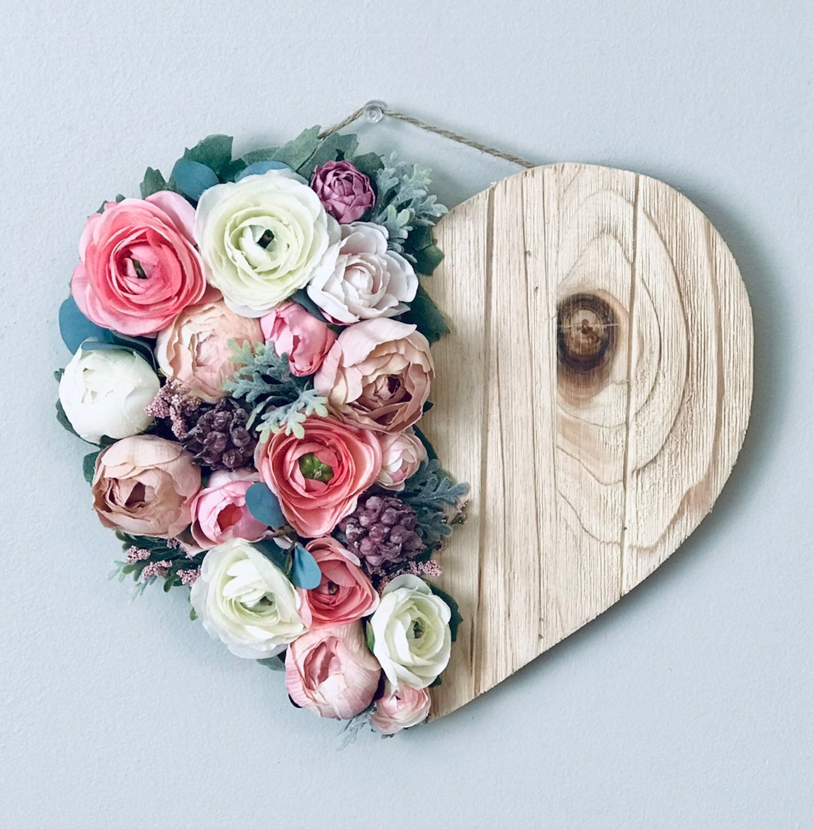 Floral Heart Floral Wall Hanging Wood Heart Flower Heart | Etsy