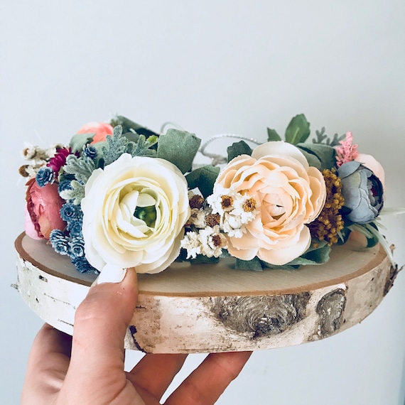 Flower Crown Floral Crown Boho Chic Wedding Crown Greenery | Etsy