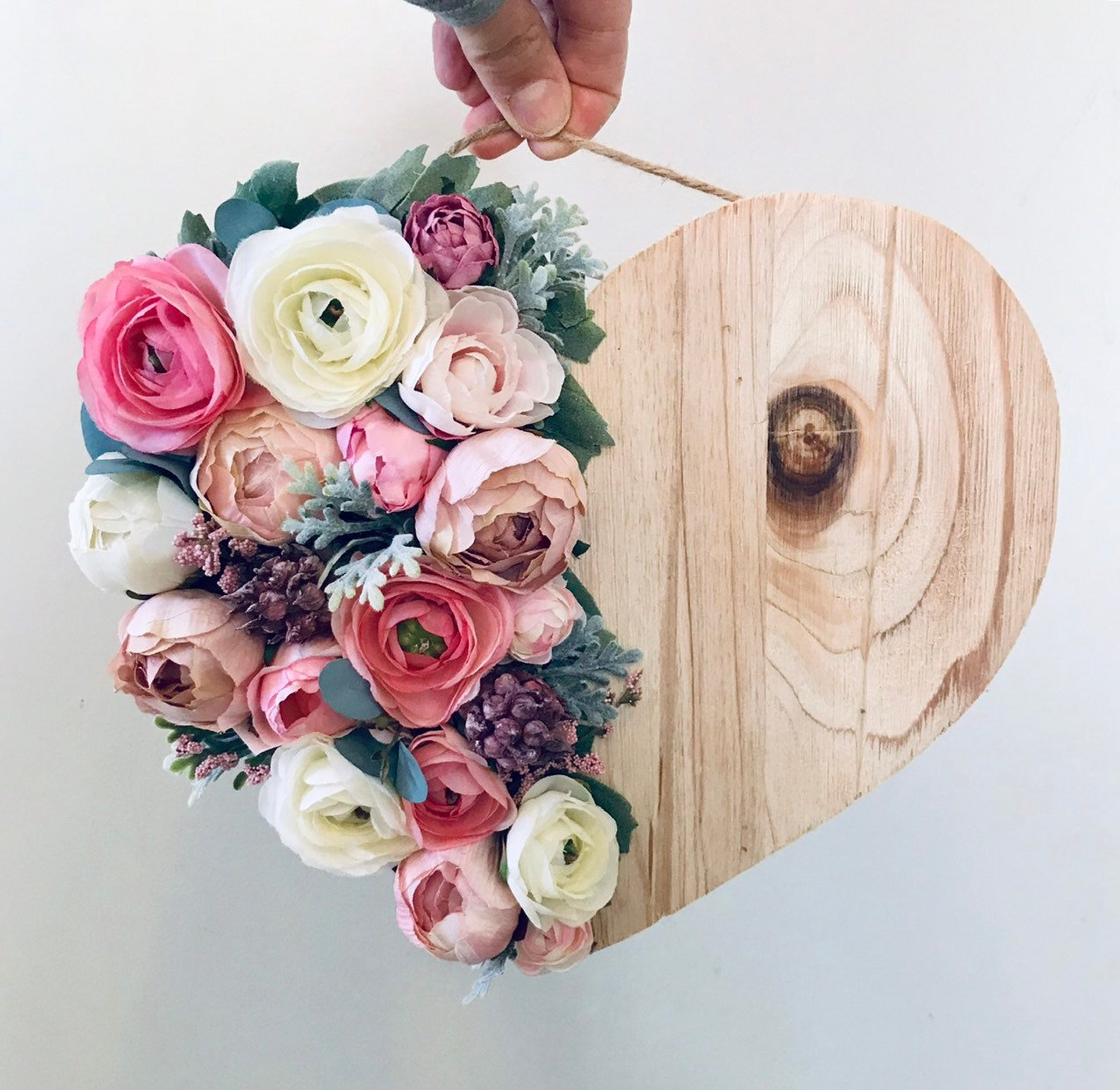 Floral Heart Floral Wall Hanging Wood Heart Flower Heart | Etsy