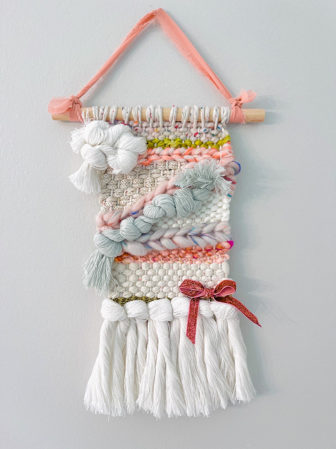 Boho Weaving, Woven Wall Hanging, Handmade Weaving, Art Yarn Weaving ...