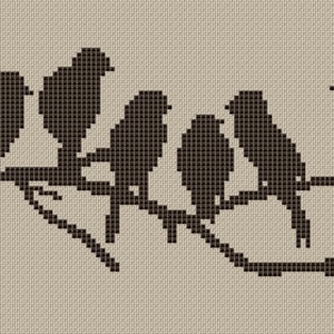 Counted Cross Stitch Pattern PDF Silhouette Birds 003 - Etsy