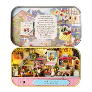SUPER TINY 1:100 DIY Miniature Dollhouse Kit Tin Box Mini World Fairy ...