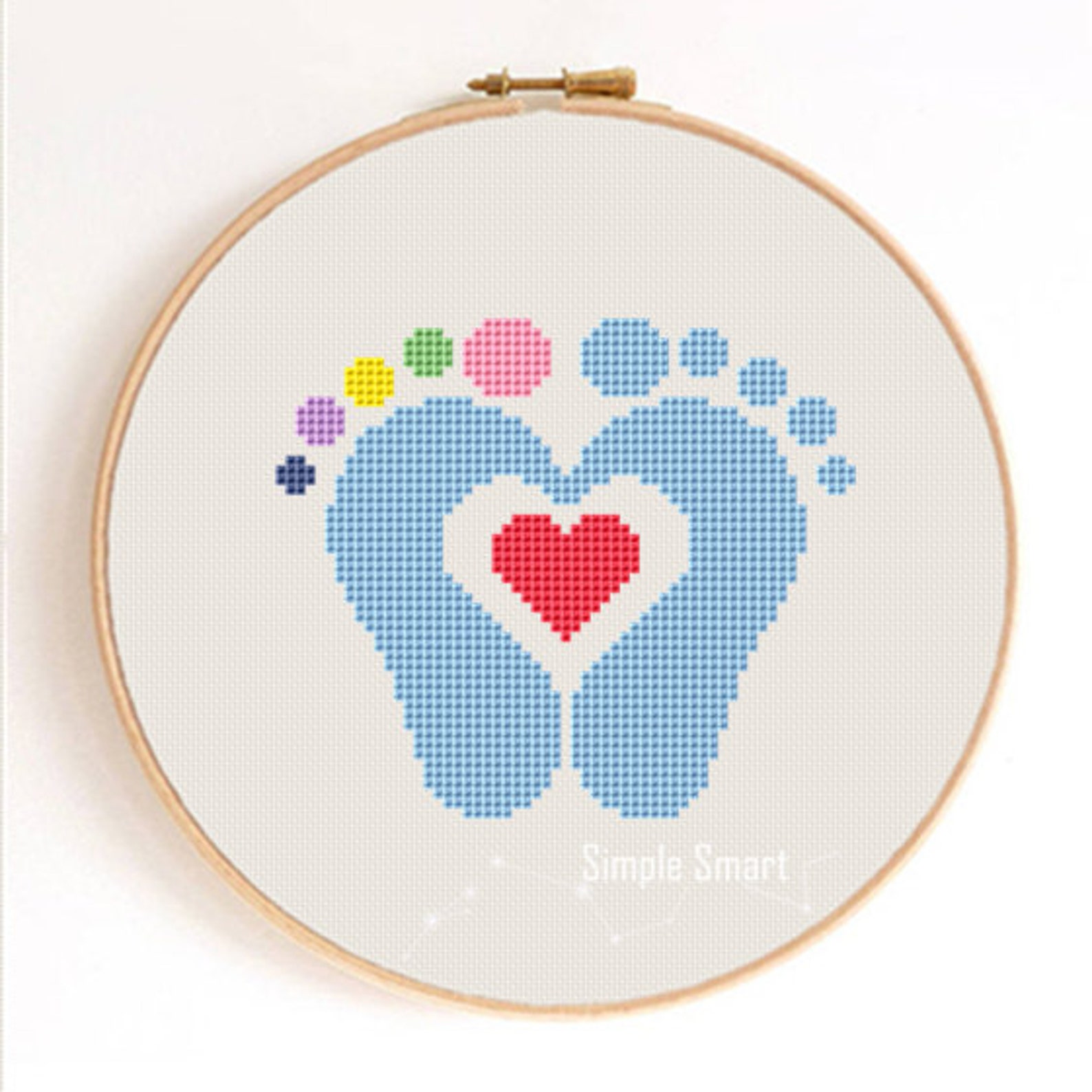 Baby Feet With Heart Silhouette Counted Cross Stitch Pattern | Etsy