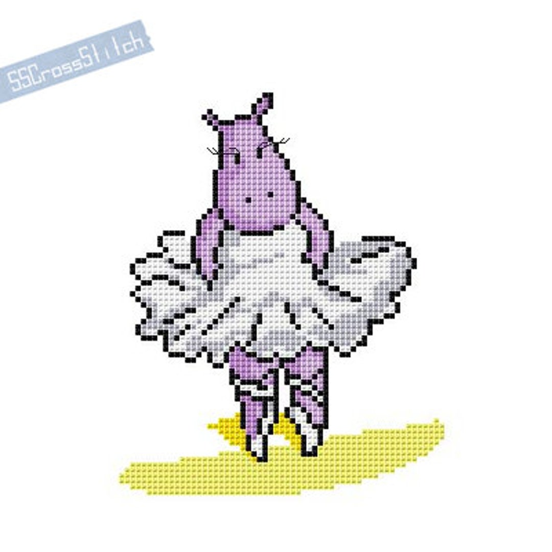 Counted Cross Stitch Pattern PDF Dancing Hippo - Etsy