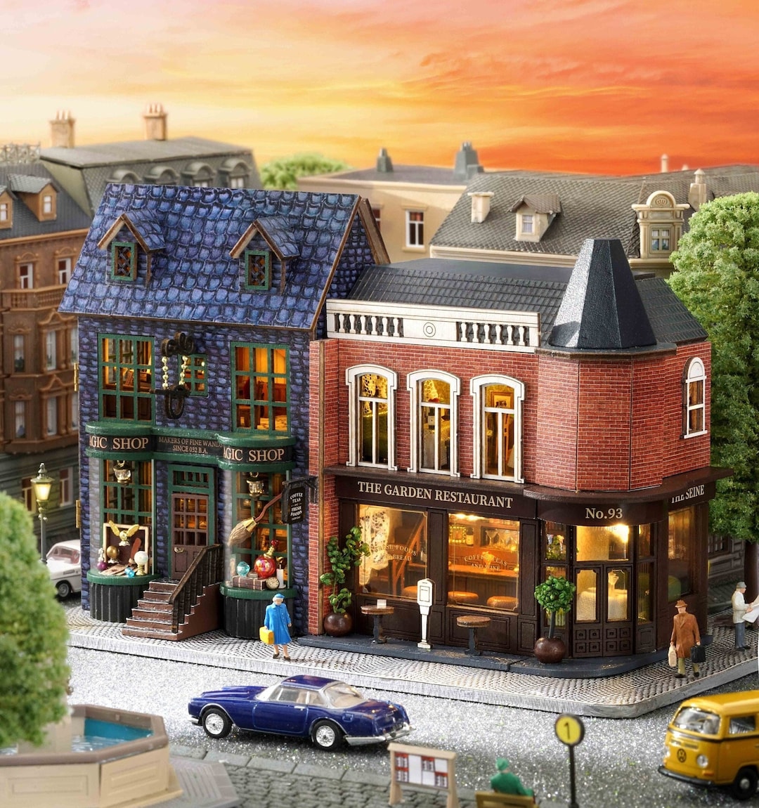 SUPER TINY Magic Shop Corner Restaurant DIY Miniature Dollhouse Scenery ...