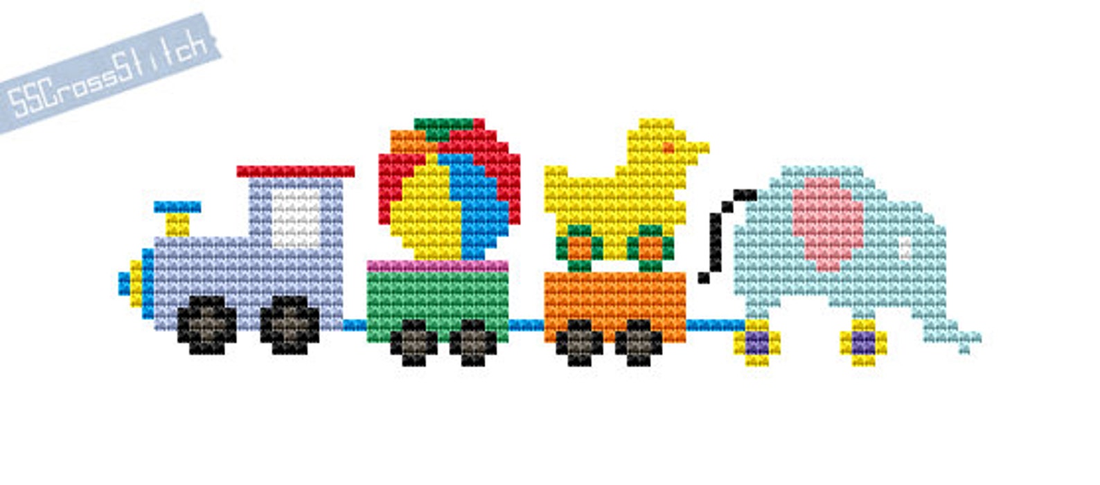 Counted Cross Stitch Pattern PDF Toys Train - Etsy