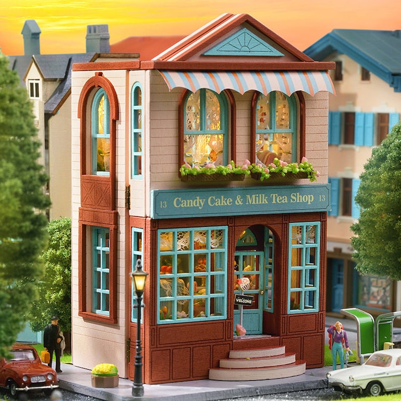 SUPER TINY House Town Shop Sweet Home DIY Miniature Dollhouse Kit ...