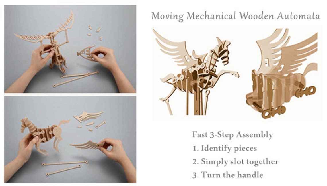 3D Wooden Puzzle Moving Model Kit DIY Moving Mechanical Wooden | Etsy