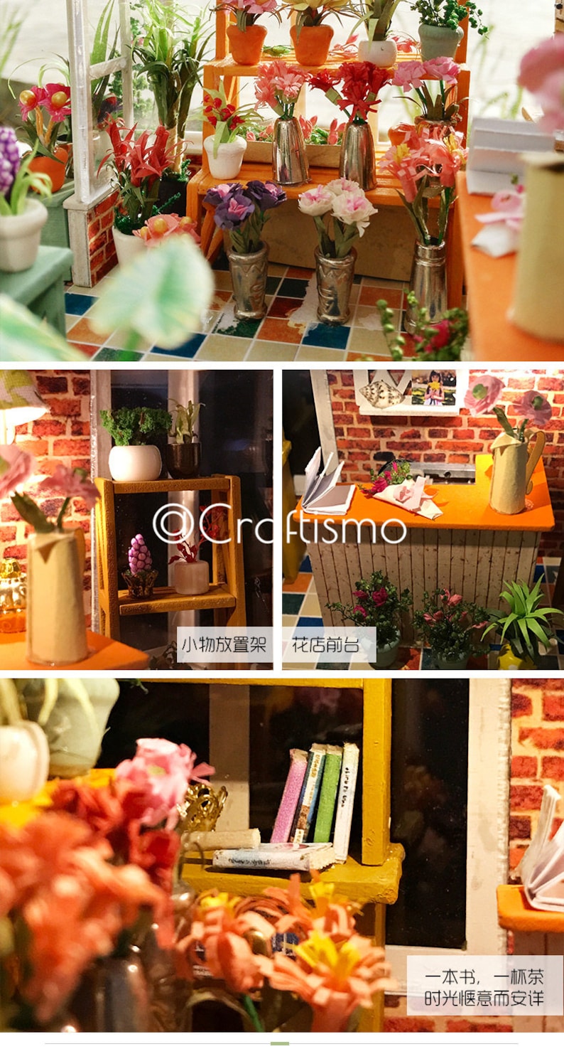 1:24 DIY Miniature Dollhouse Kit Scenery Sosa Florist White Glass ...