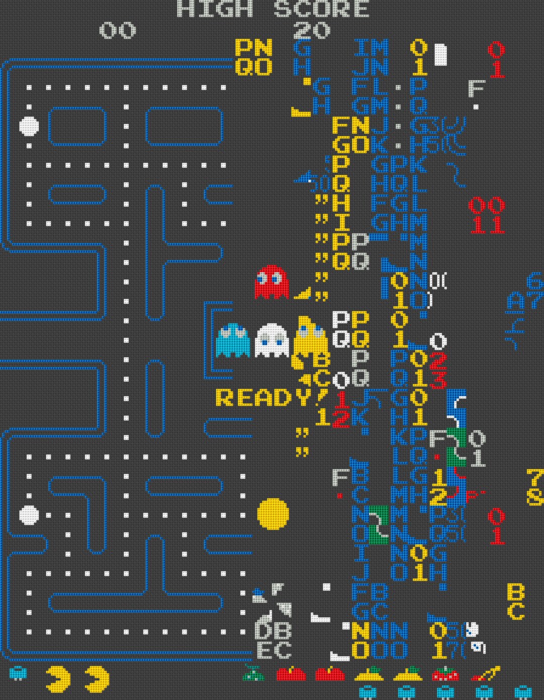 Split Screen in Pac Man Counted Cross Stitch Pattern Instant Download ...