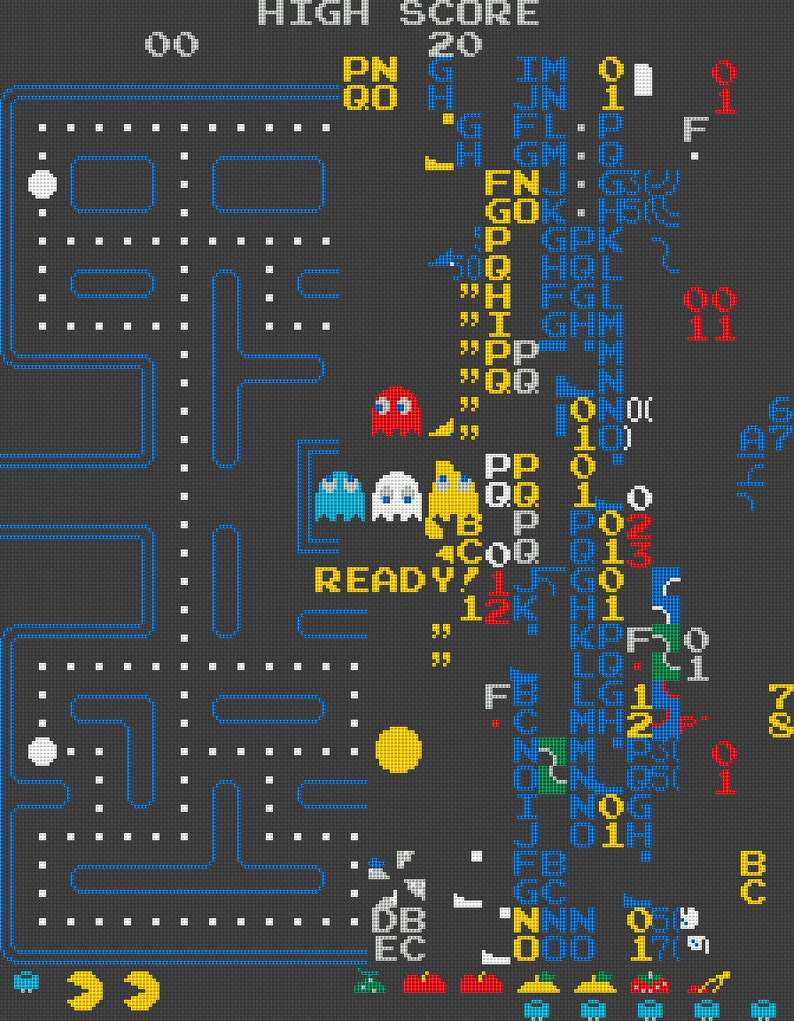 Split Screen in Pac Man Counted Cross Stitch Pattern Instant - Etsy