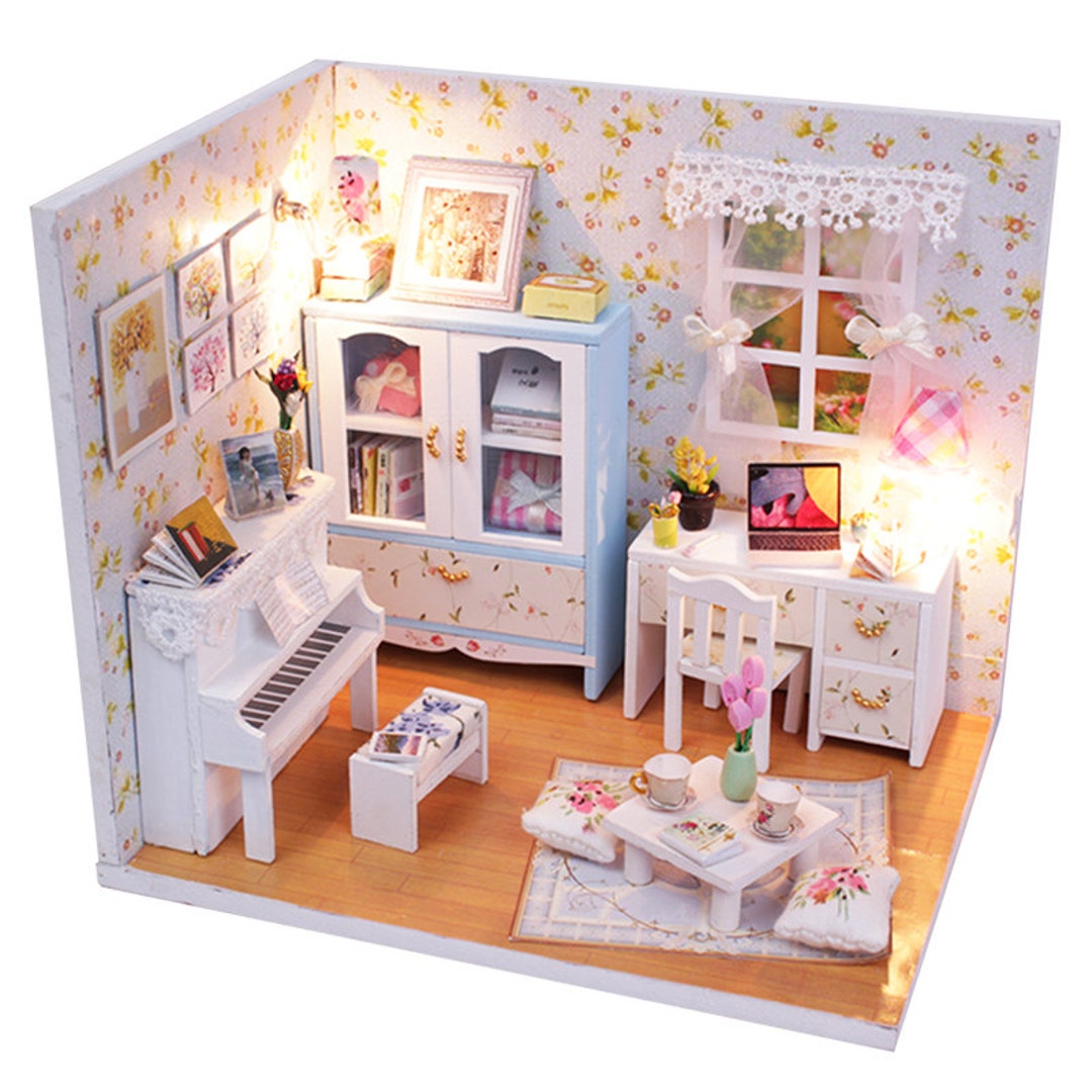 1:24 Miniature Dollhouse Room DIY Kit Summer Blossom Study Room With ...