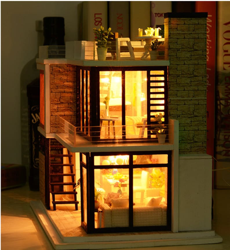 1 24 Diy Miniature Dollhouse Kit Modern House In Florence Etsy