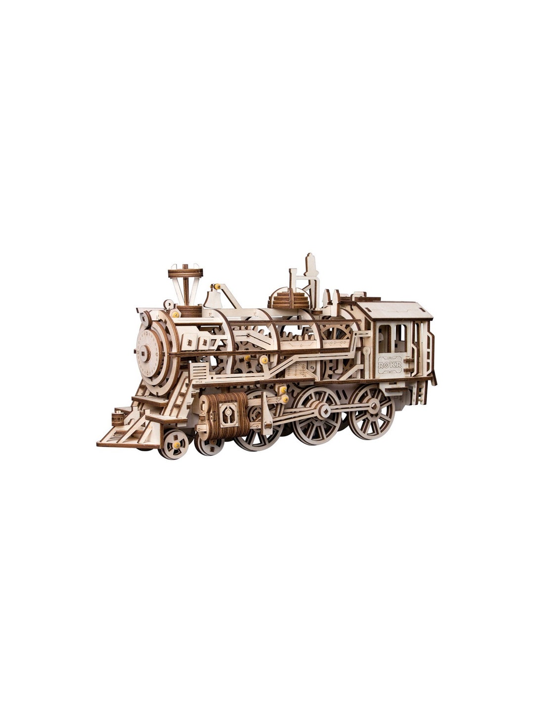 3D Wooden Puzzle Moving Clockwork Automata DIY Kit Robot Locomotive ...