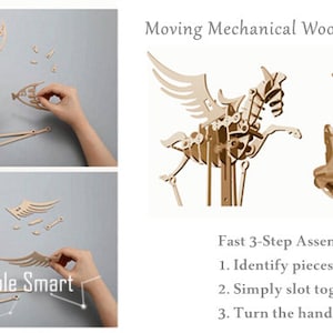 3D Wooden Puzzle Moving Model Kit DIY Moving Mechanical Wooden Automata ...