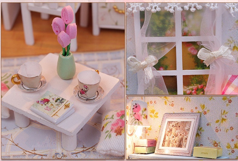 1:24 Miniature Dollhouse Room DIY Kit Summer Blossom Study Room With ...