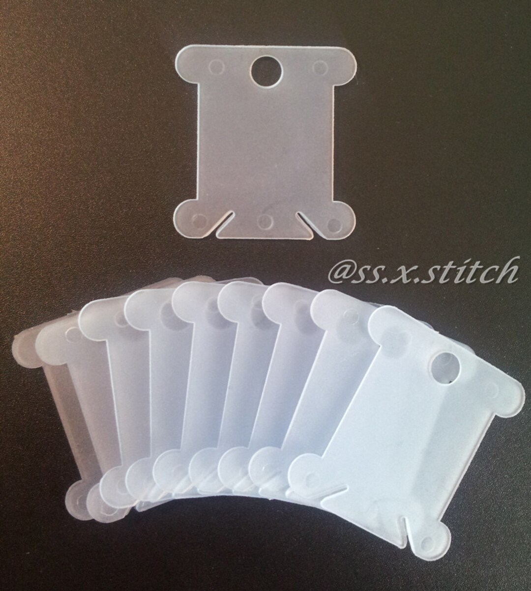 Semi Transparent Blue / White Plastic Embroidery Floss Bobbins ...