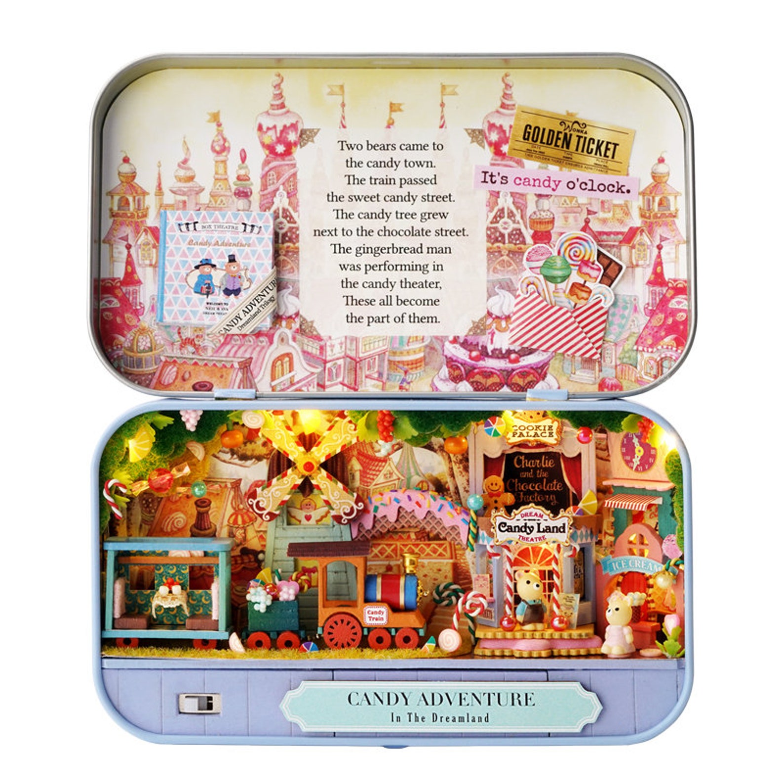 SUPER TINY 1:100 DIY Miniature Dollhouse Kit Tin Box Mini World Fairy ...