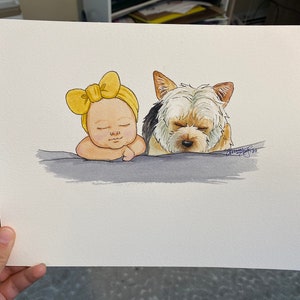 Baby and Puppy Portrait - Etsy