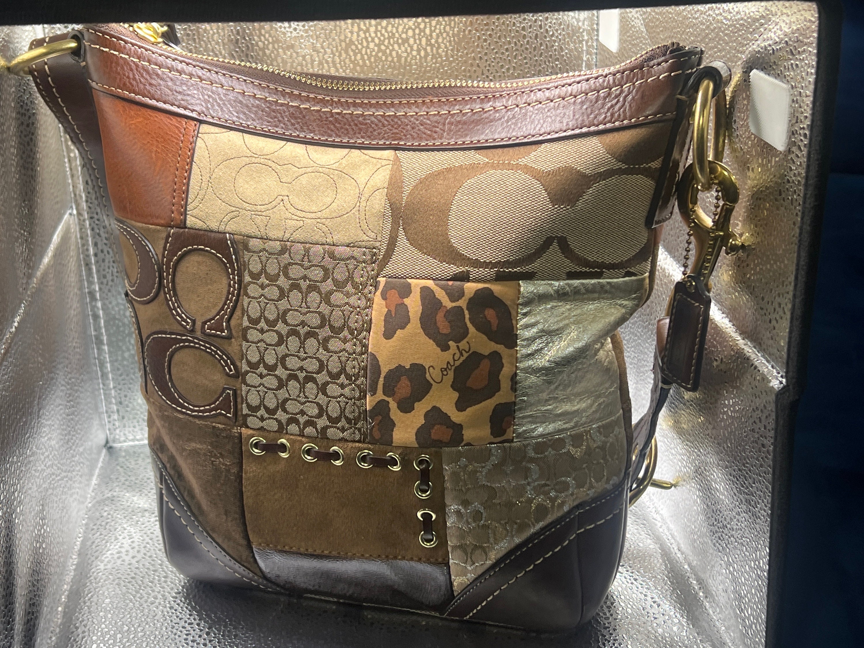 Vintage Coach Leather/patchwork Handbag/shoulder Bag - Etsy