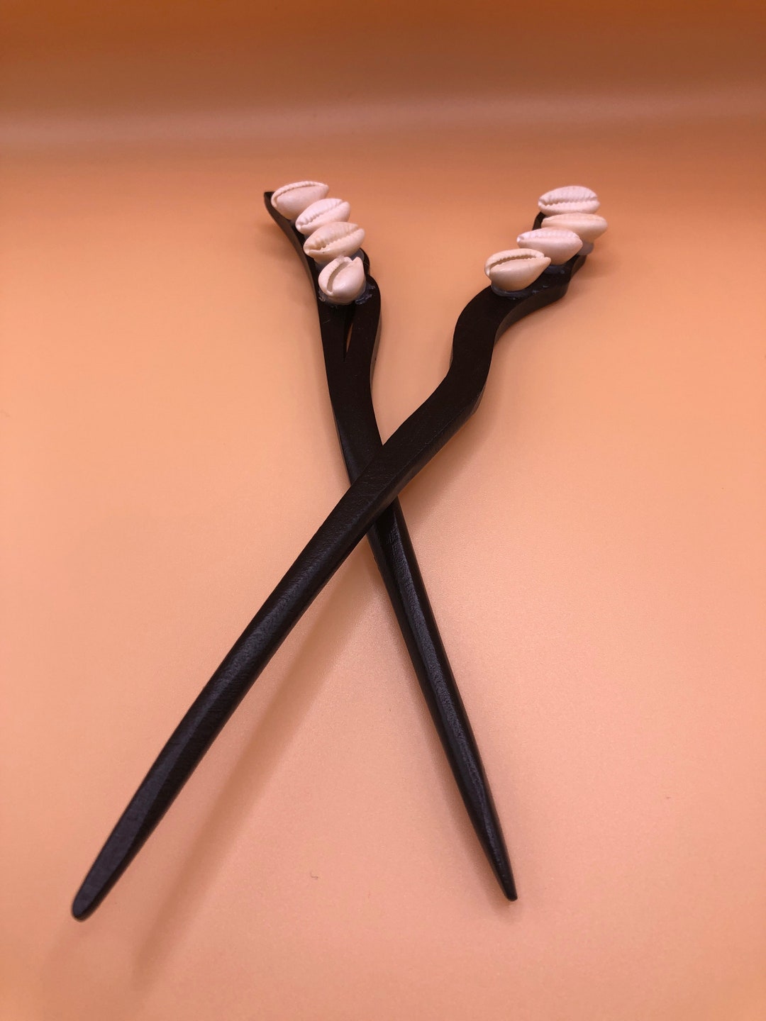 Wooden Cowrie Shells Hair Sticks - Etsy
