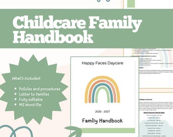 Editable Daycare Parent Handbook Template, Childcare Policy and ...
