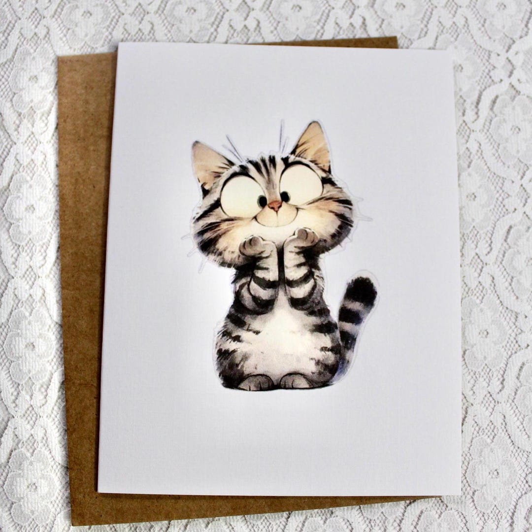 Cute Cat Note Card, Blank Inside, Funny Cat Card, Birthday Card, Any ...