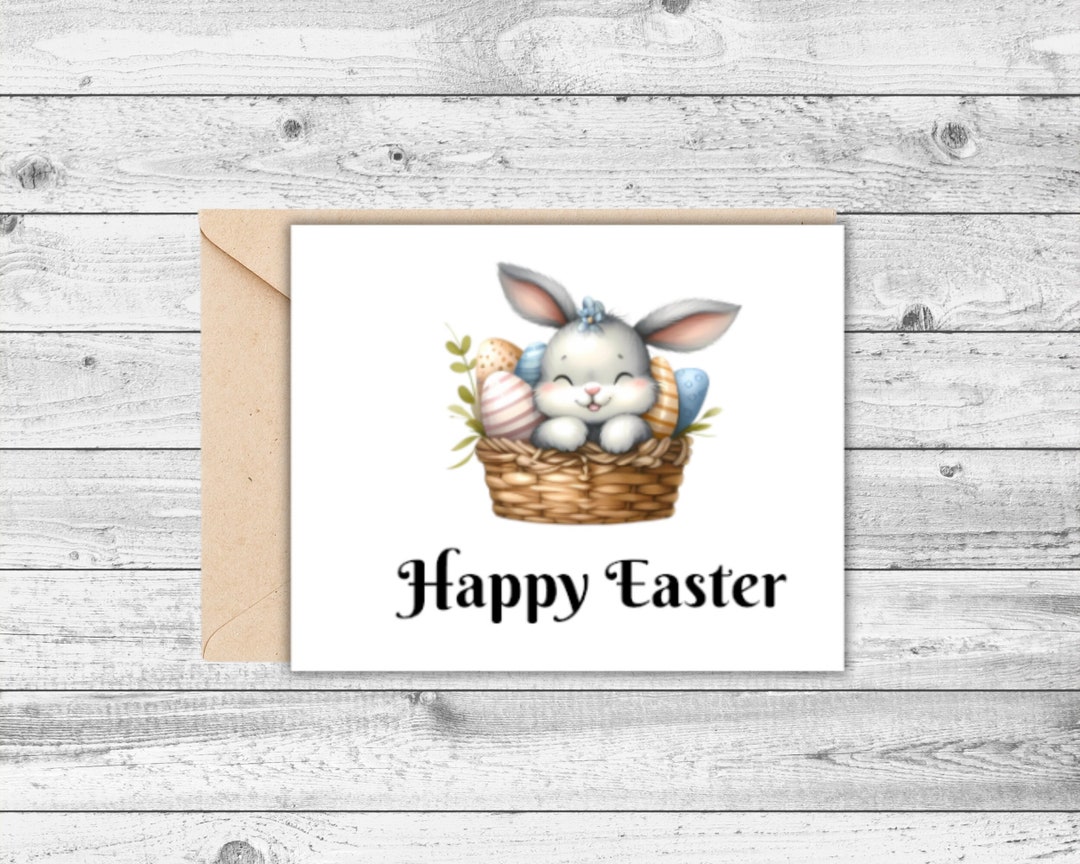 Easter Bunny Card, Easter Card, Easter Note Cards, Happy Easter Card - Etsy
