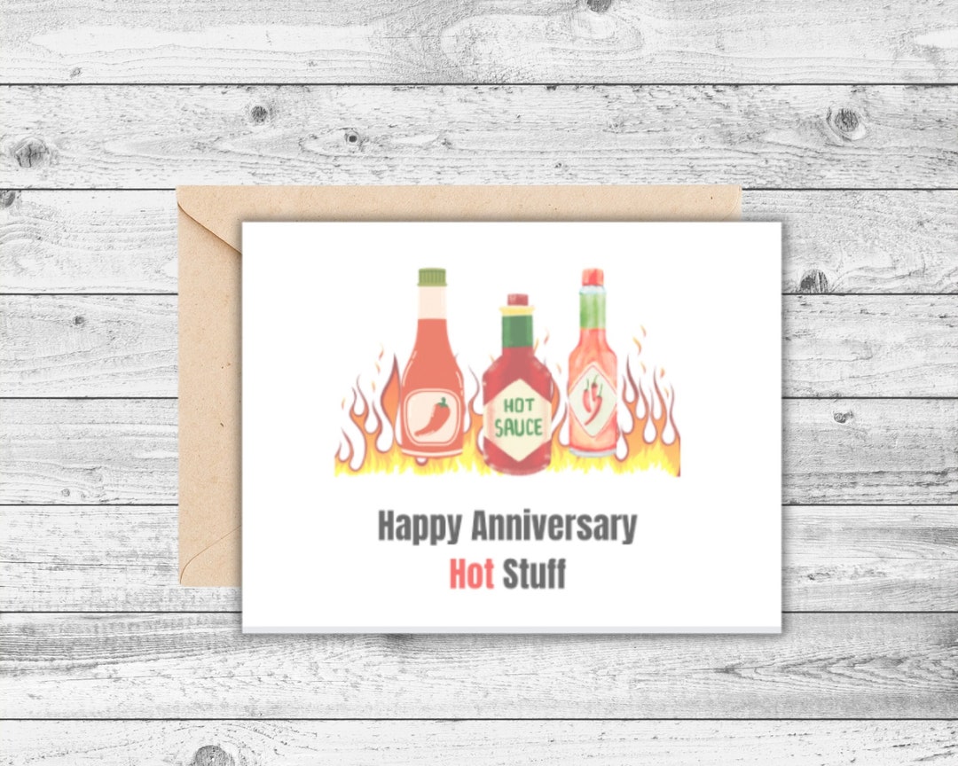 Happy Anniversary Hot Stuff, Anniversary Card for Husband, Anniversary ...
