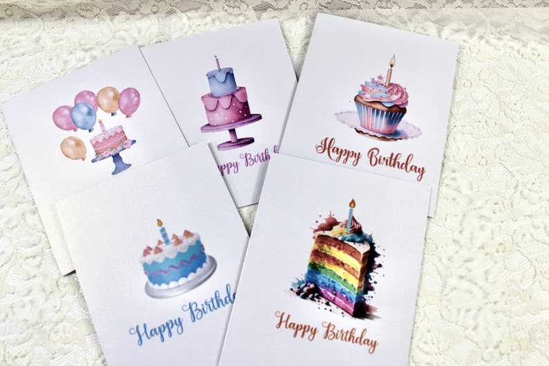 Birthday Card Pack, Birthday Cake Cards, Happy Birthday Card Set, You ...