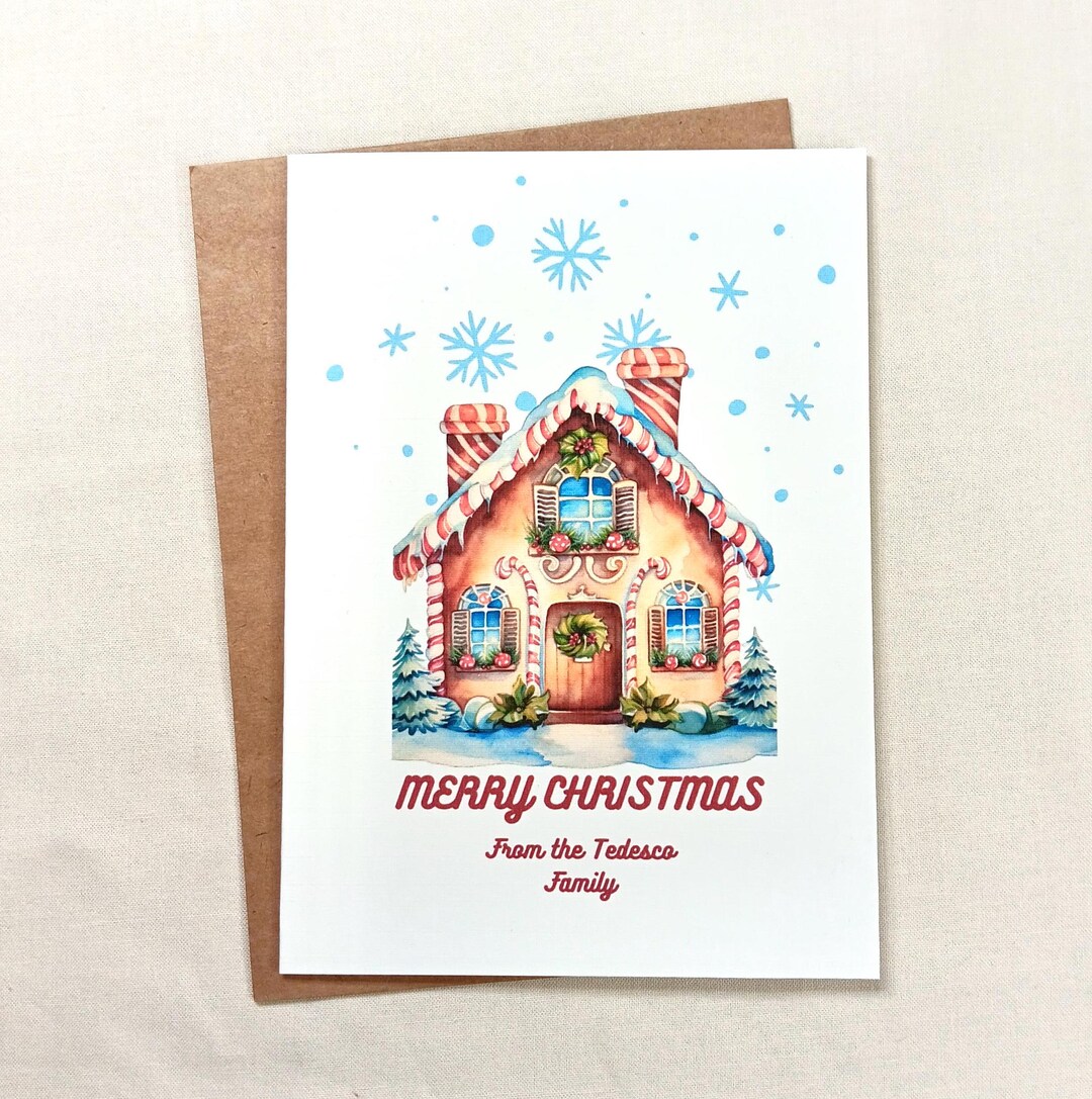 Personalized Christmas Card, Large 5 X 7 Christmas Card, Gingerbread ...