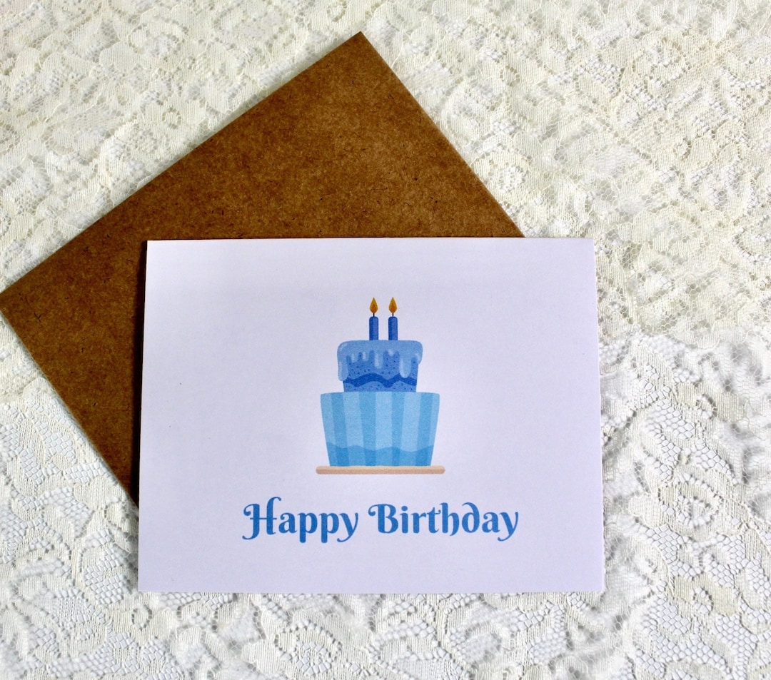 Blue Happy Birthday Card, Birthday Card for Friend, Birthday for Boy - Etsy