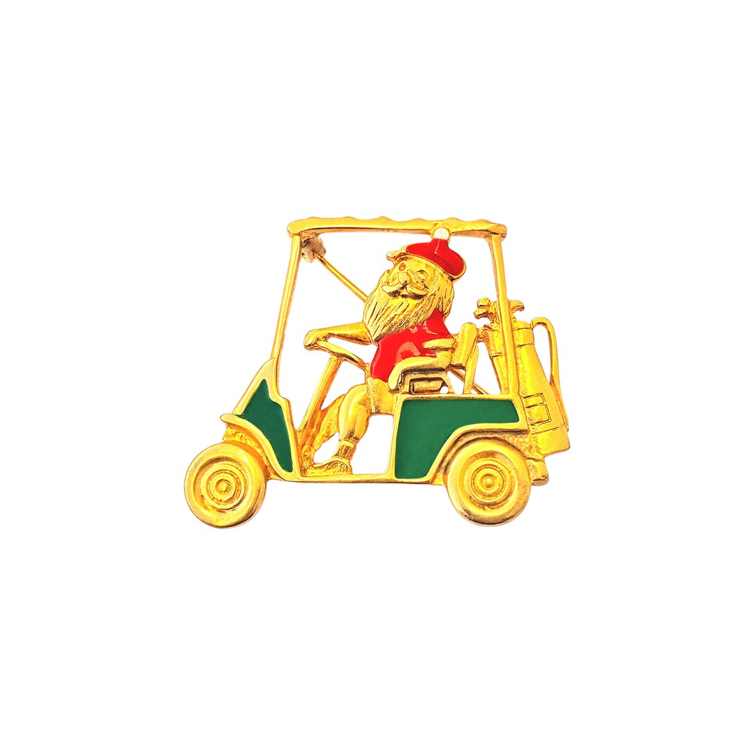 Santa's Golf Cart Christmas Pin Golf Cart Enamel Pin Gold Santa Claus ...