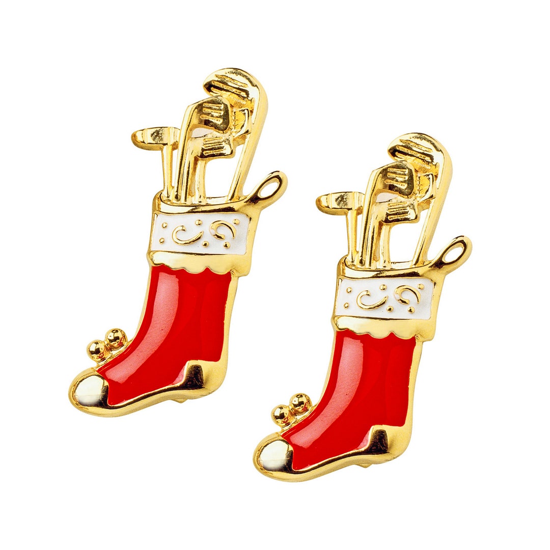 Golfer's Christmas Red Stocking Pin Set of 2 | Xmas Themed Golf ...