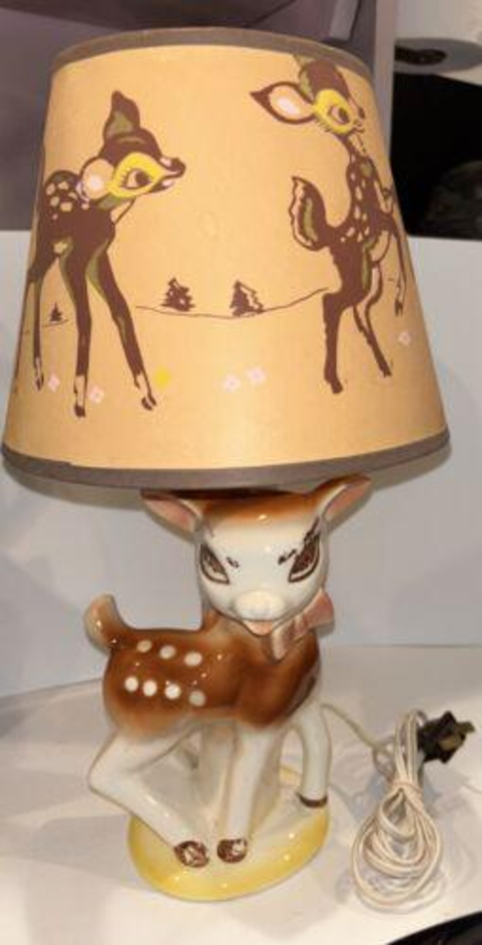 Bambi Nursery Lamp Vintage Rudolph Reb Nose Reindeer 1950s W/shade - Etsy