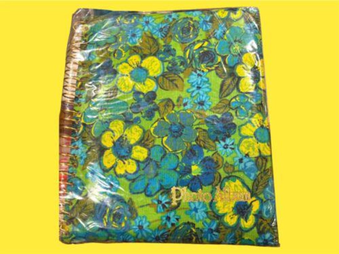 Vintage Retro Japanese Unused MCM PHOTO ALBUM Yellow Greens Blue Japan ...
