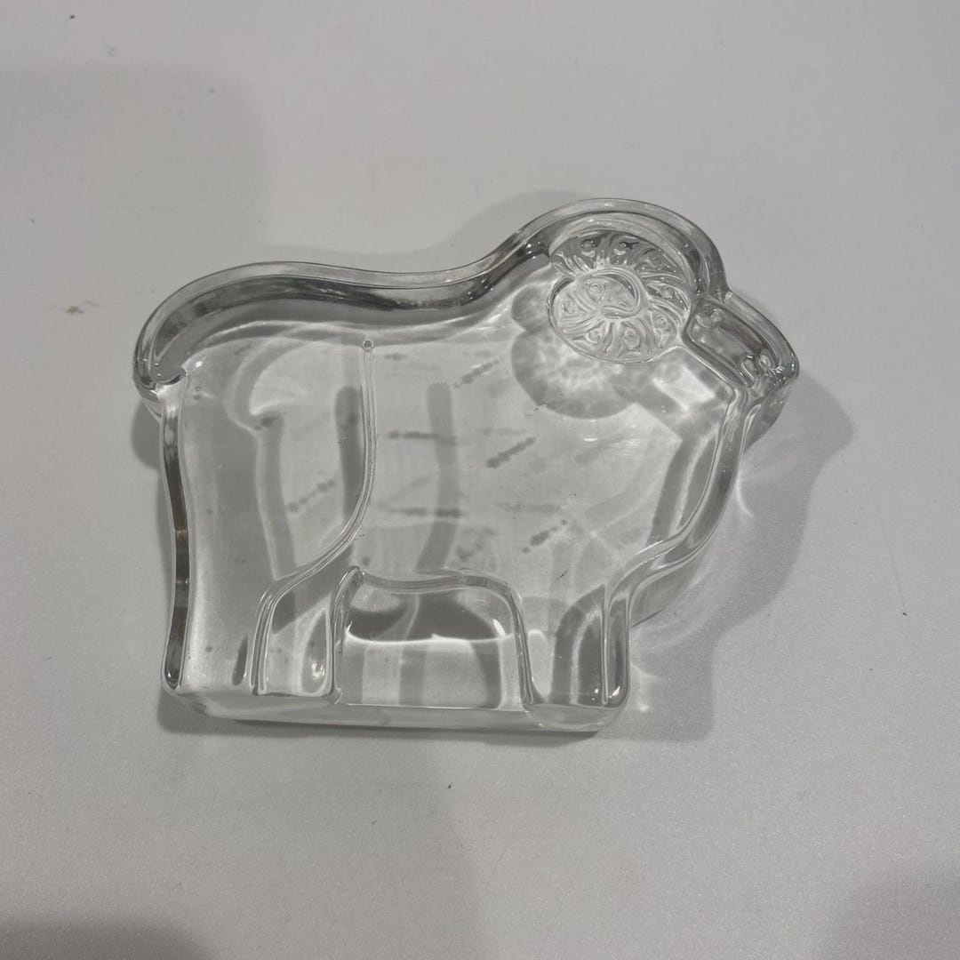 Dansk Crystal Zoo Collection Art Glass RAM Sheep Paperweight, Figurine ...