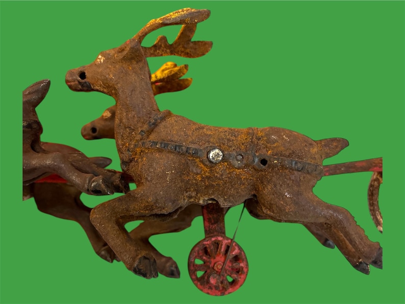 Antique Cast Iron Santa Sleigh With 8 Reindeer - Christmas Display - Etsy