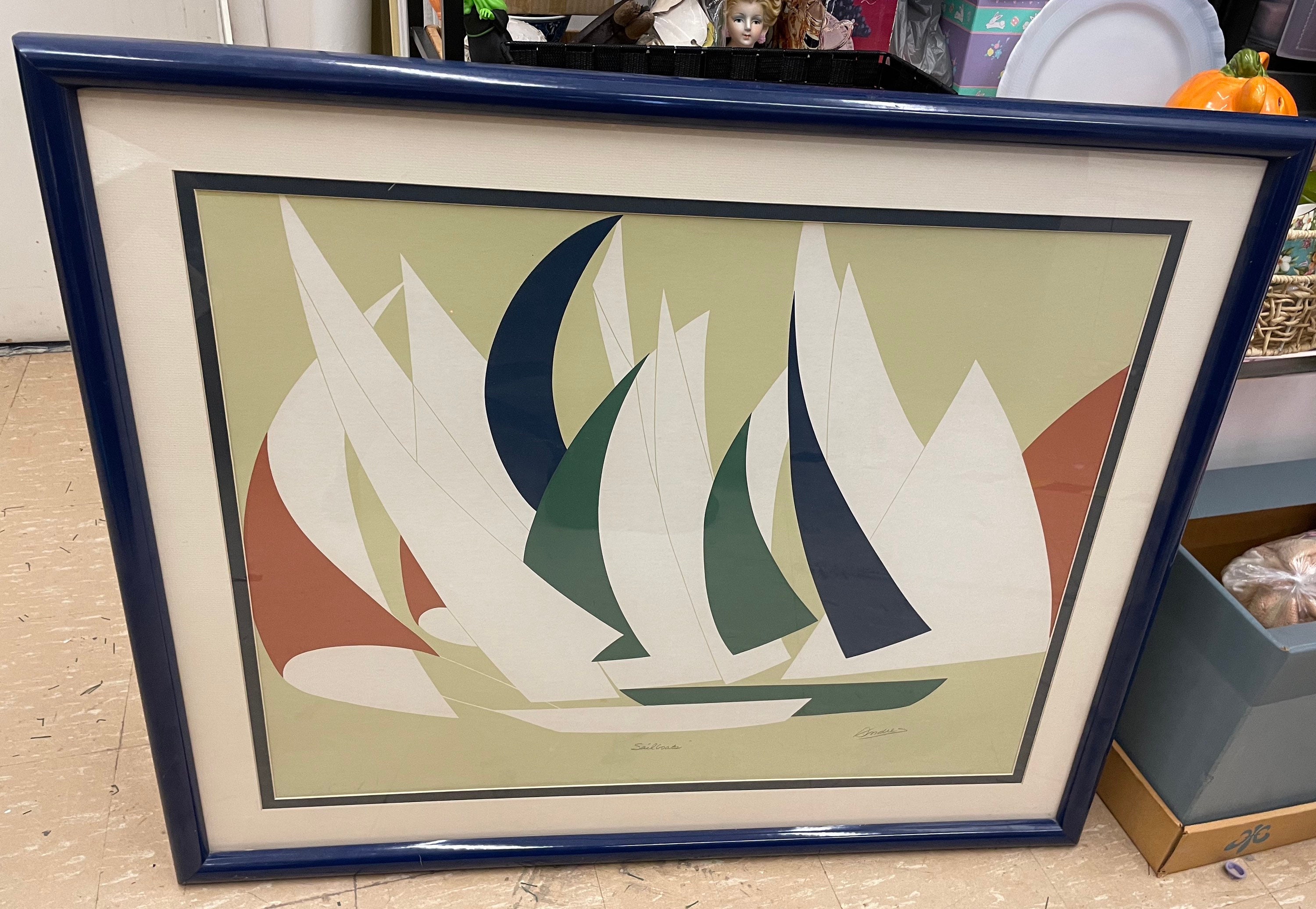 MCM Vanguard Studios Lithograph Sailboats Signed Andres - Etsy