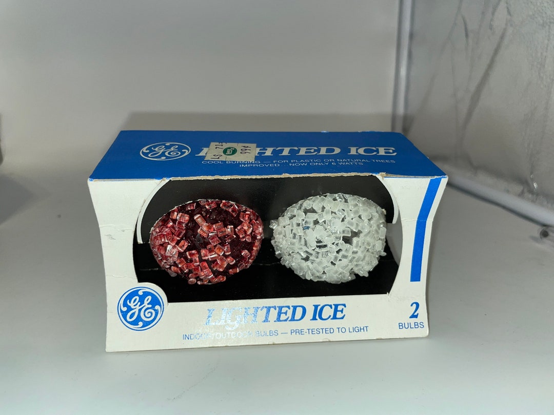 Vintage Christmas Lighted Ice GE Bulbs Red & White IOB - Etsy
