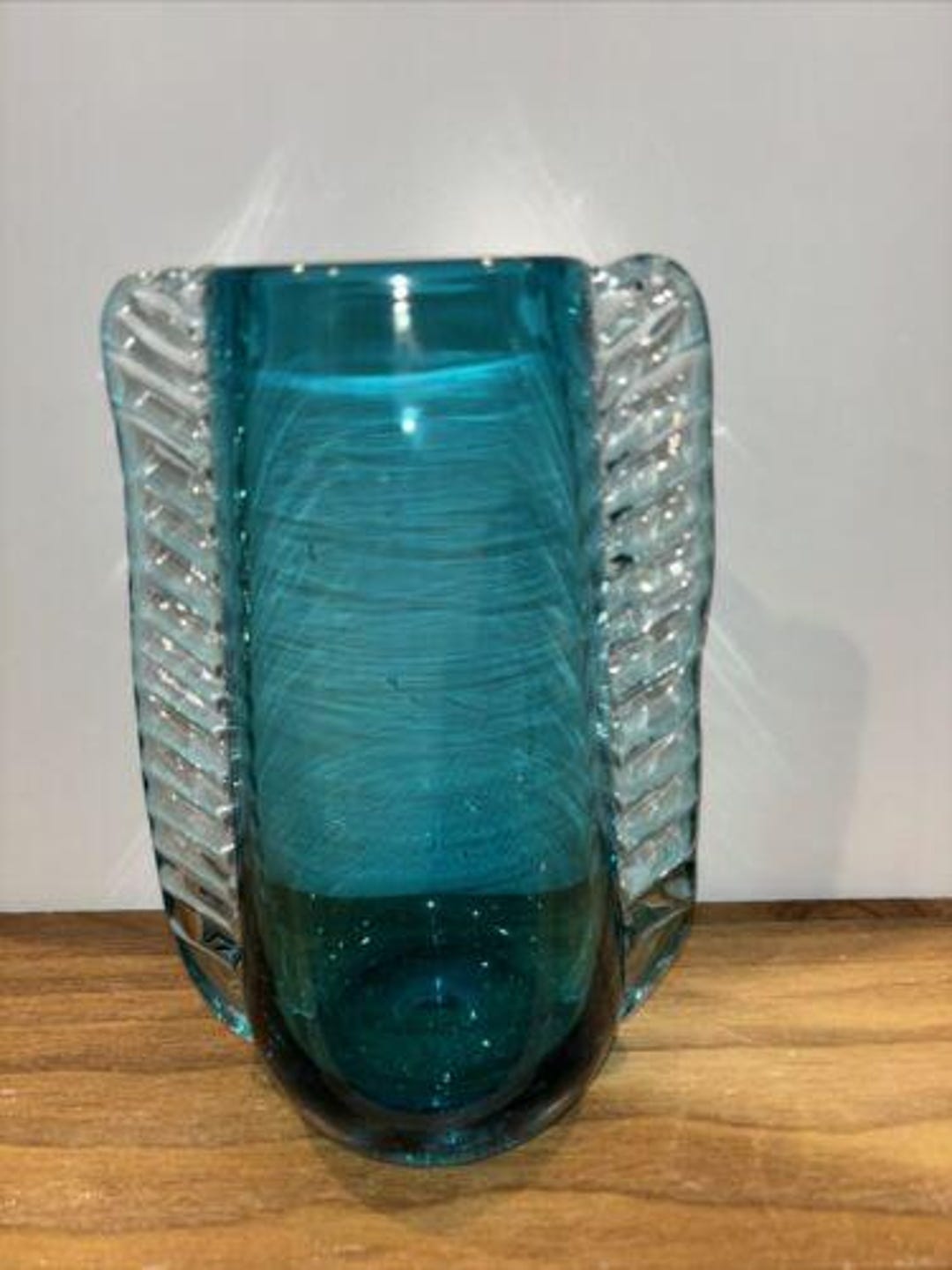 Vintage Blenko Teal Blue Art Glass Vase 7 1/4” Tall - Etsy