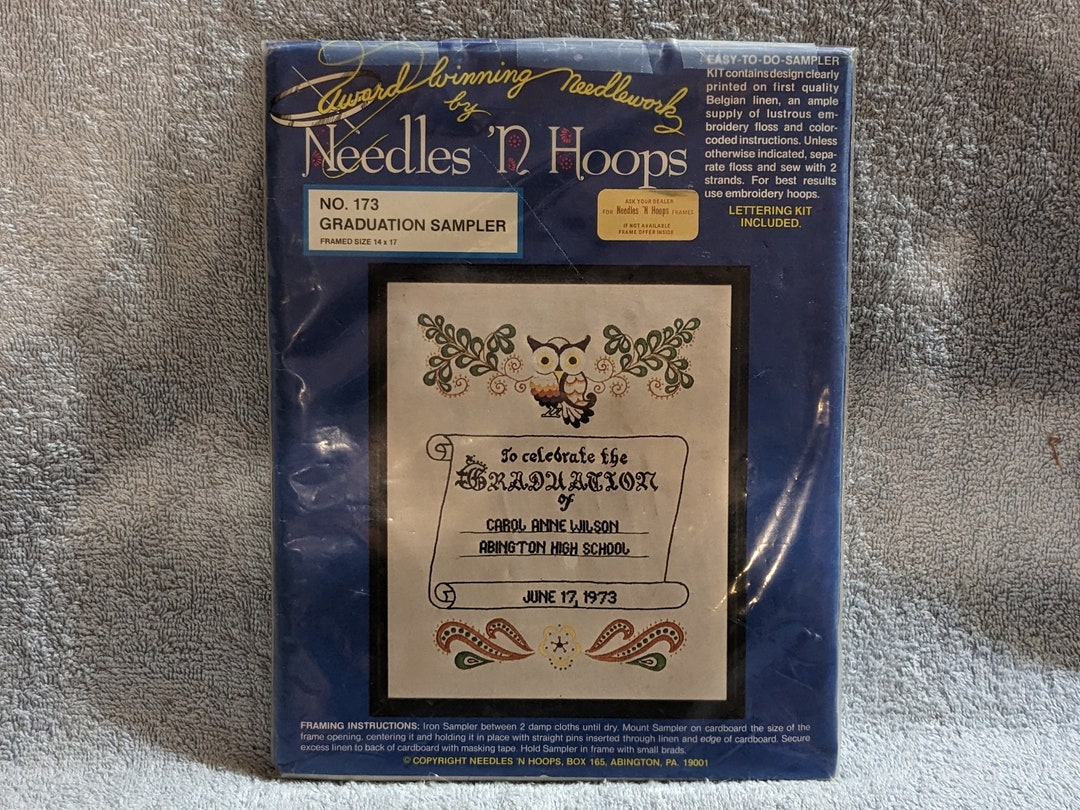 Vintage Needles 'N Hoops #173 Graduation Sampler Complete 1980 Printed ...