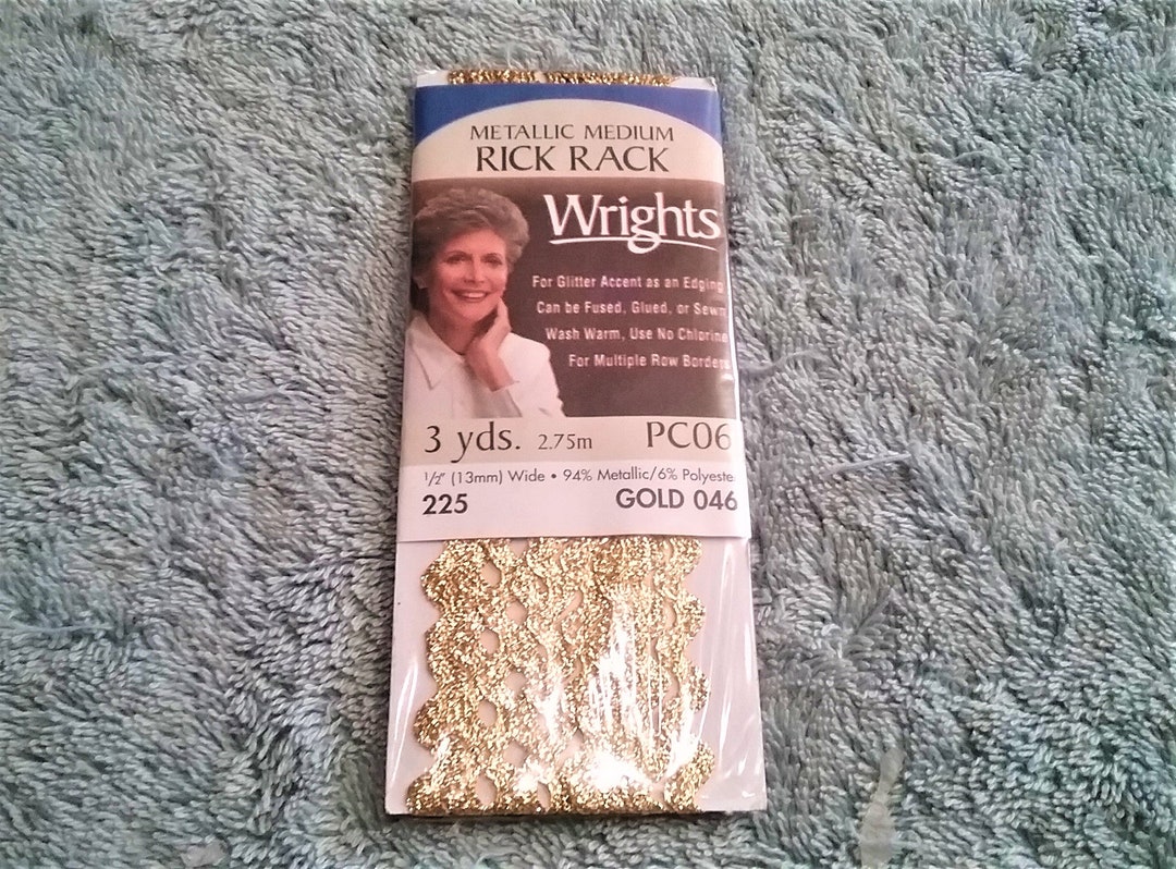 Wrights Metallic Medium Rick Rack PC06 Gold 046 3 Yards 1/2" Wide Made ...